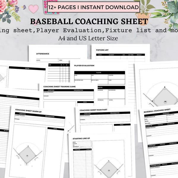 Baseball lineup template - Etsy México