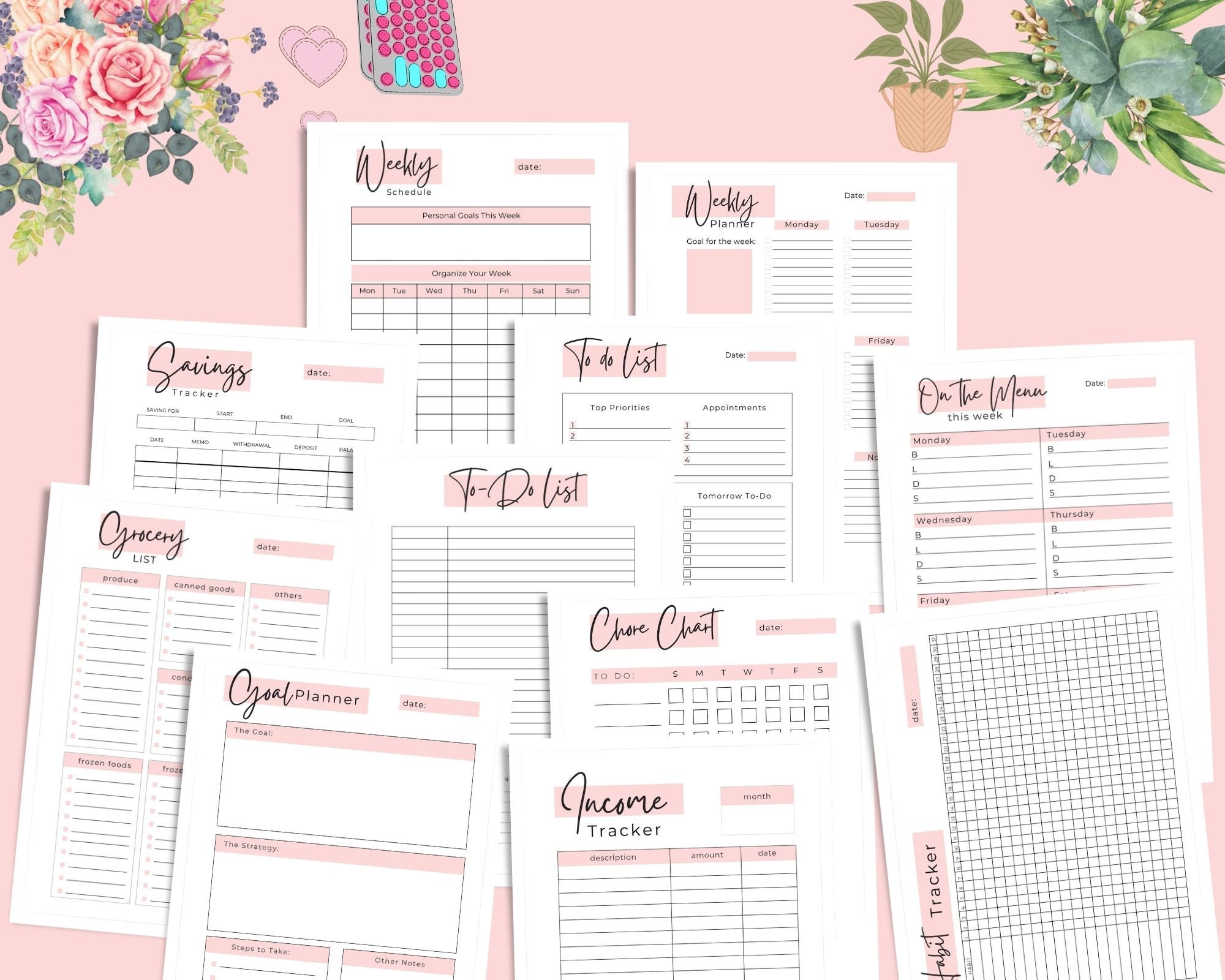 20+ Blush Pink Planner Templates, Productivity Planner Templates ...