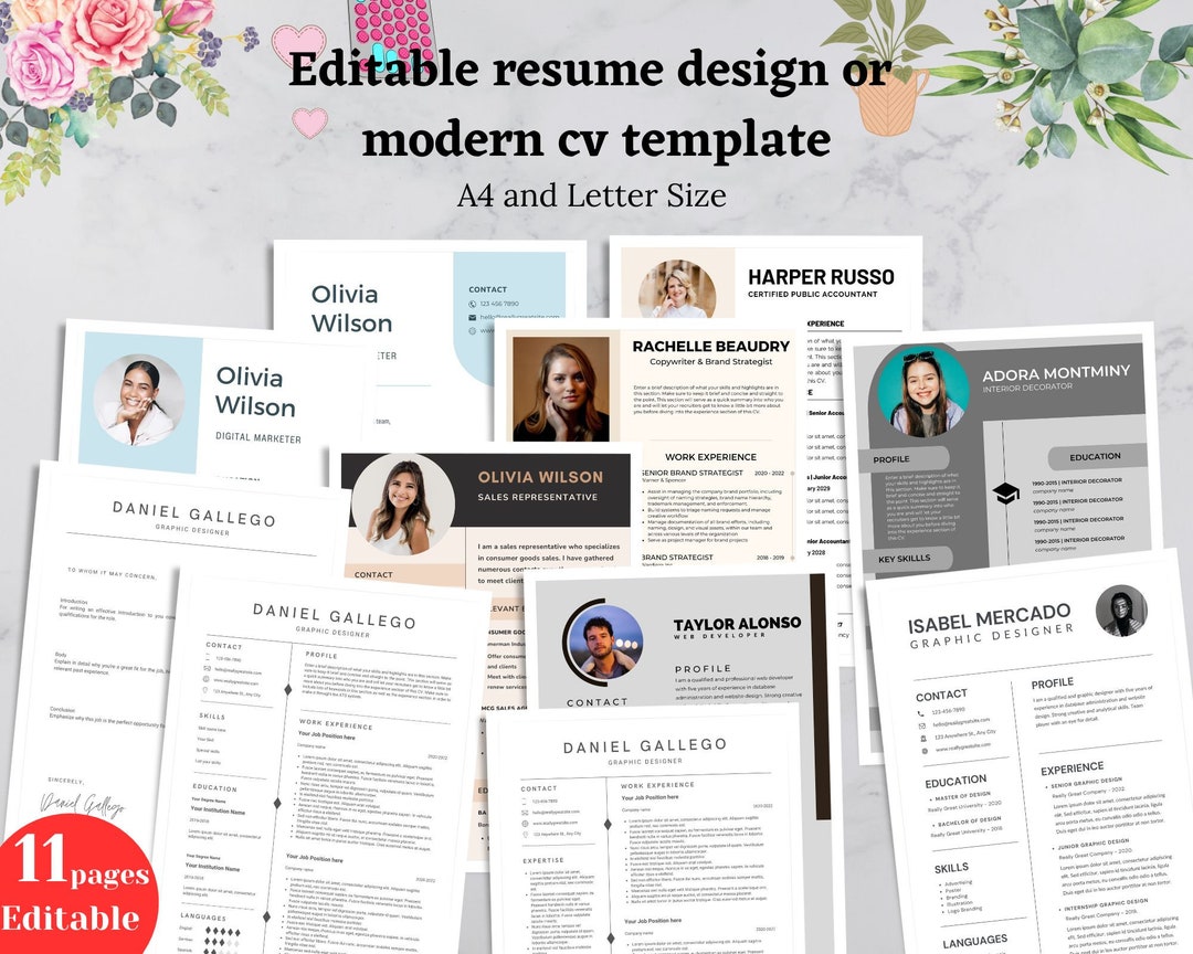 Editable Resume Template | INSTANT DOWNLOAD | Editable Resume | Modern ...