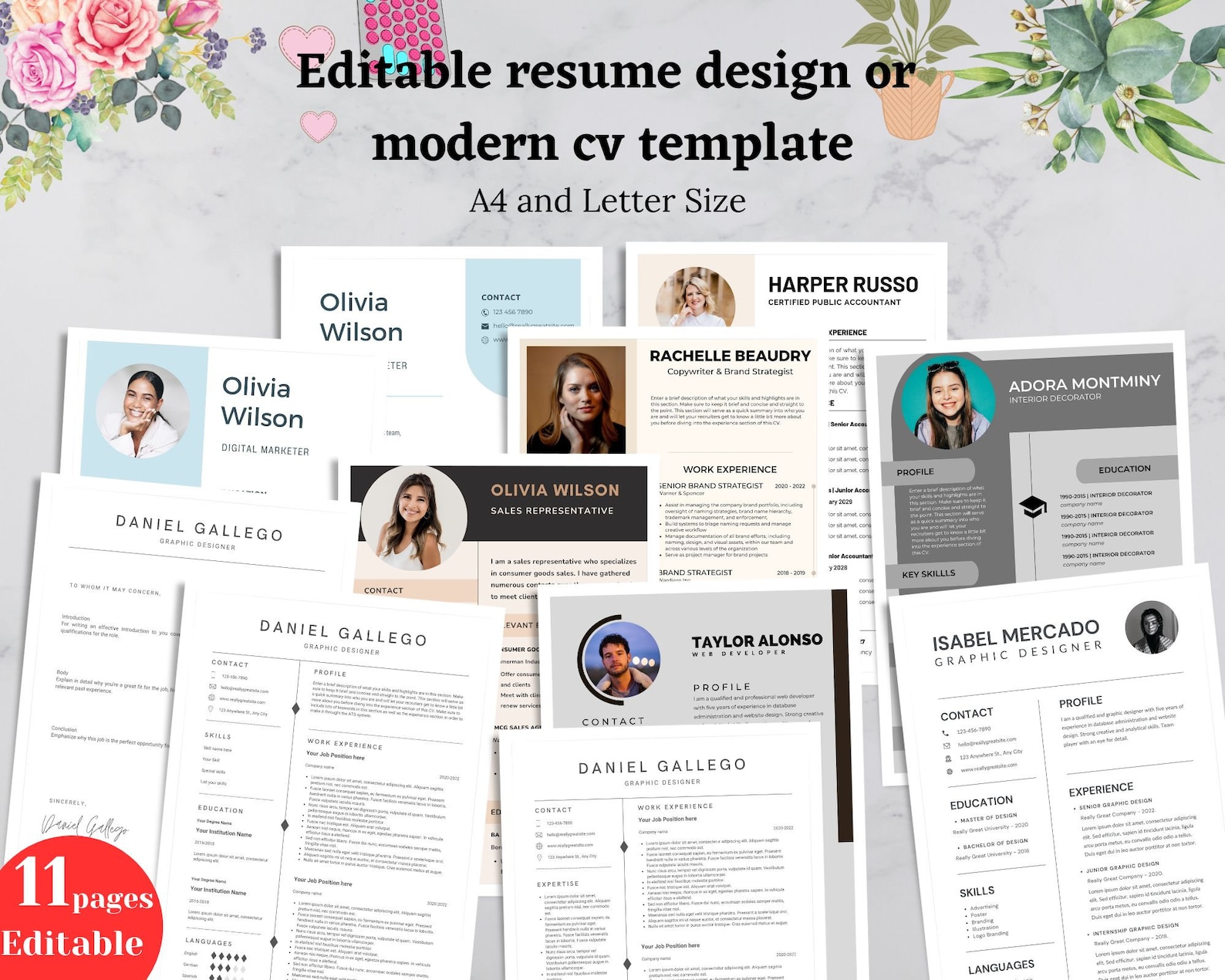 Editable Resume Template | INSTANT DOWNLOAD | Editable Resume | Modern ...