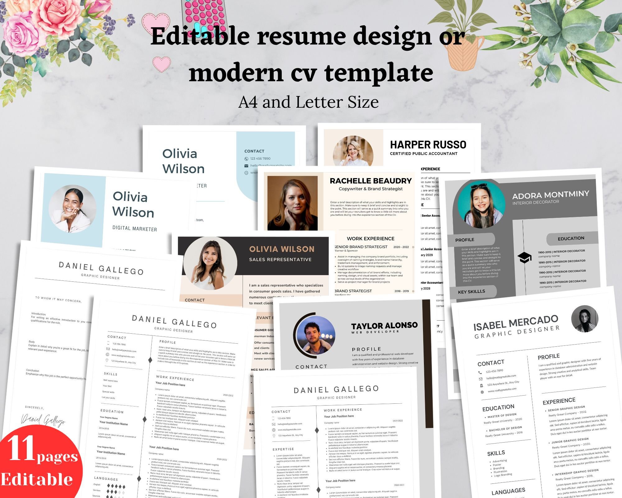Editable Resume Template | INSTANT DOWNLOAD | Editable Resume | Modern ...