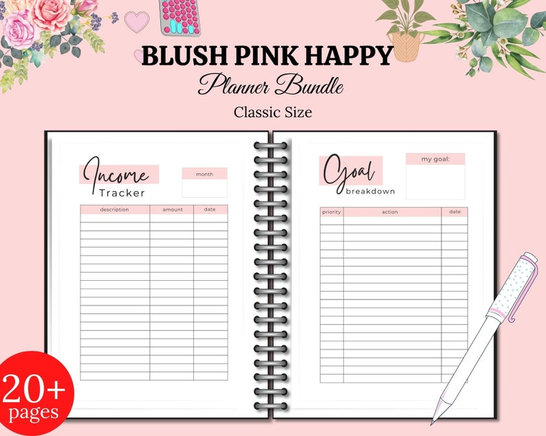 20 Blush Pink Planner Templates Productivity Planner - Etsy