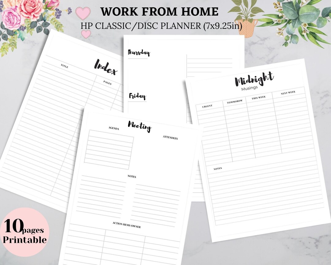 Daily Meeting Planner, Work From Home Planner, Personal Daily Planner ...