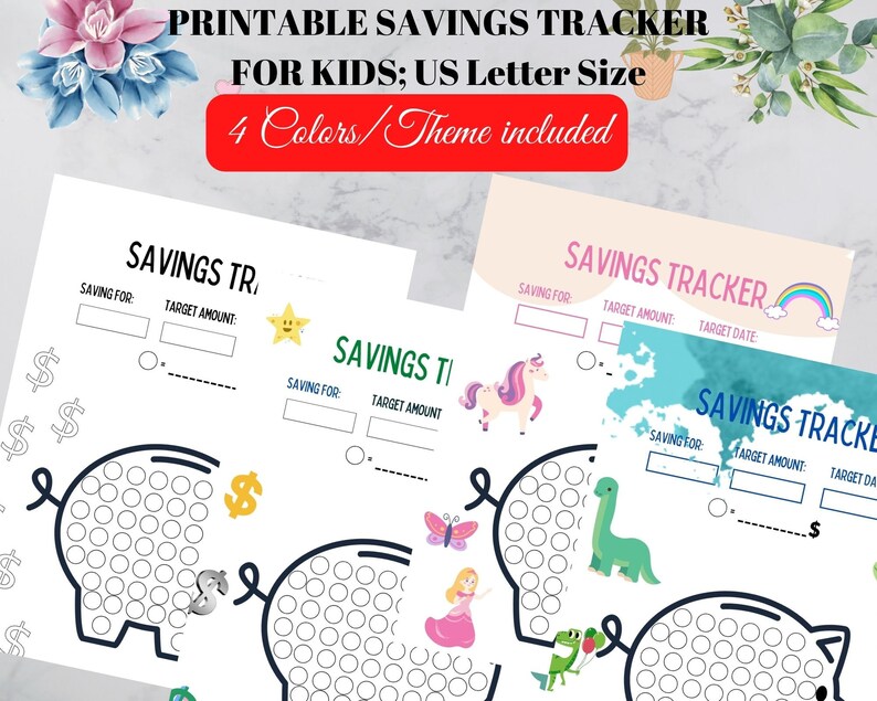 Savings Tracker for Kids, Printable Savings Challenge, Saving Money ...