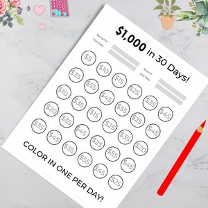 Money Saving Challenge Printable | Save 1000 in 30 Days! | Savings ...