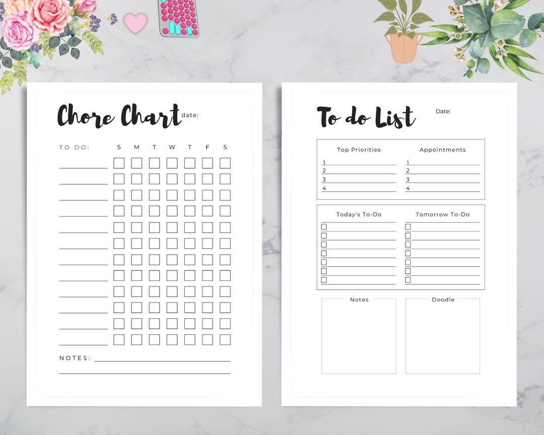 Kids to Do Chore List Daily Task Checklist Planner Time Management ...