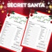 Red Secret Santa Questionnaire | Secret Santa Form | Printable Secret ...