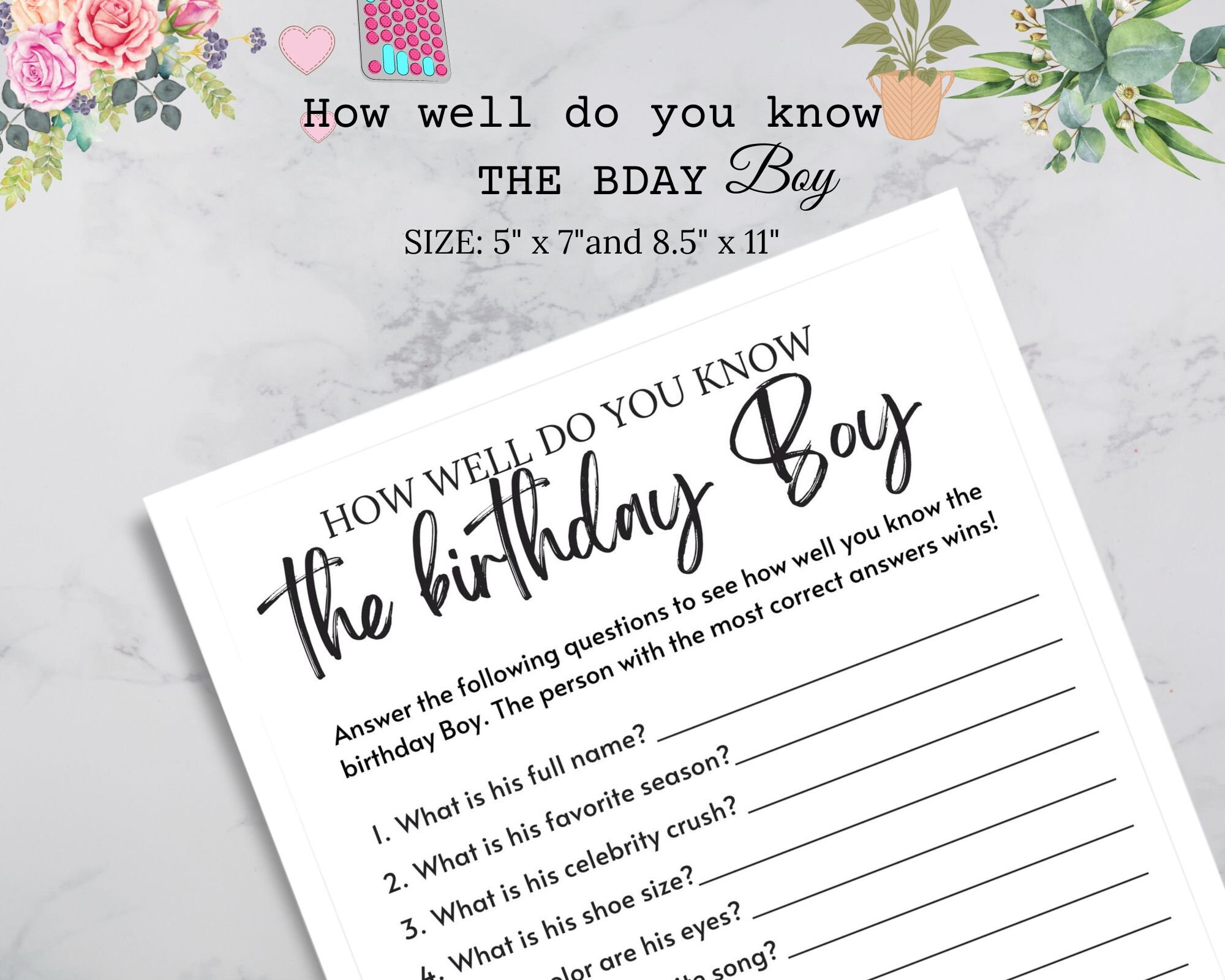 Who Knows the Birthday Boy Best Game Printable How Well Do You Know the ...
