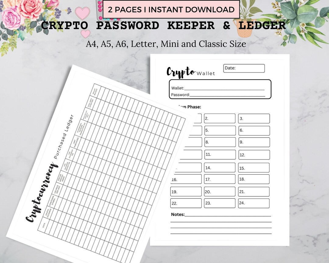 Printable Crypto Password Keeper for Recovering Passphrases Crypto ...