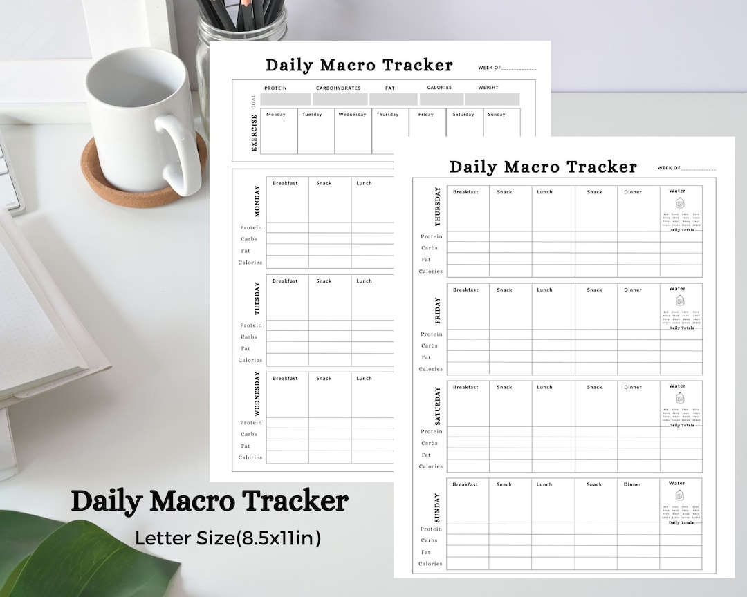 Daily Macro Tracker, Weekly Macro Tracking Sheet, Macro Tracker ...