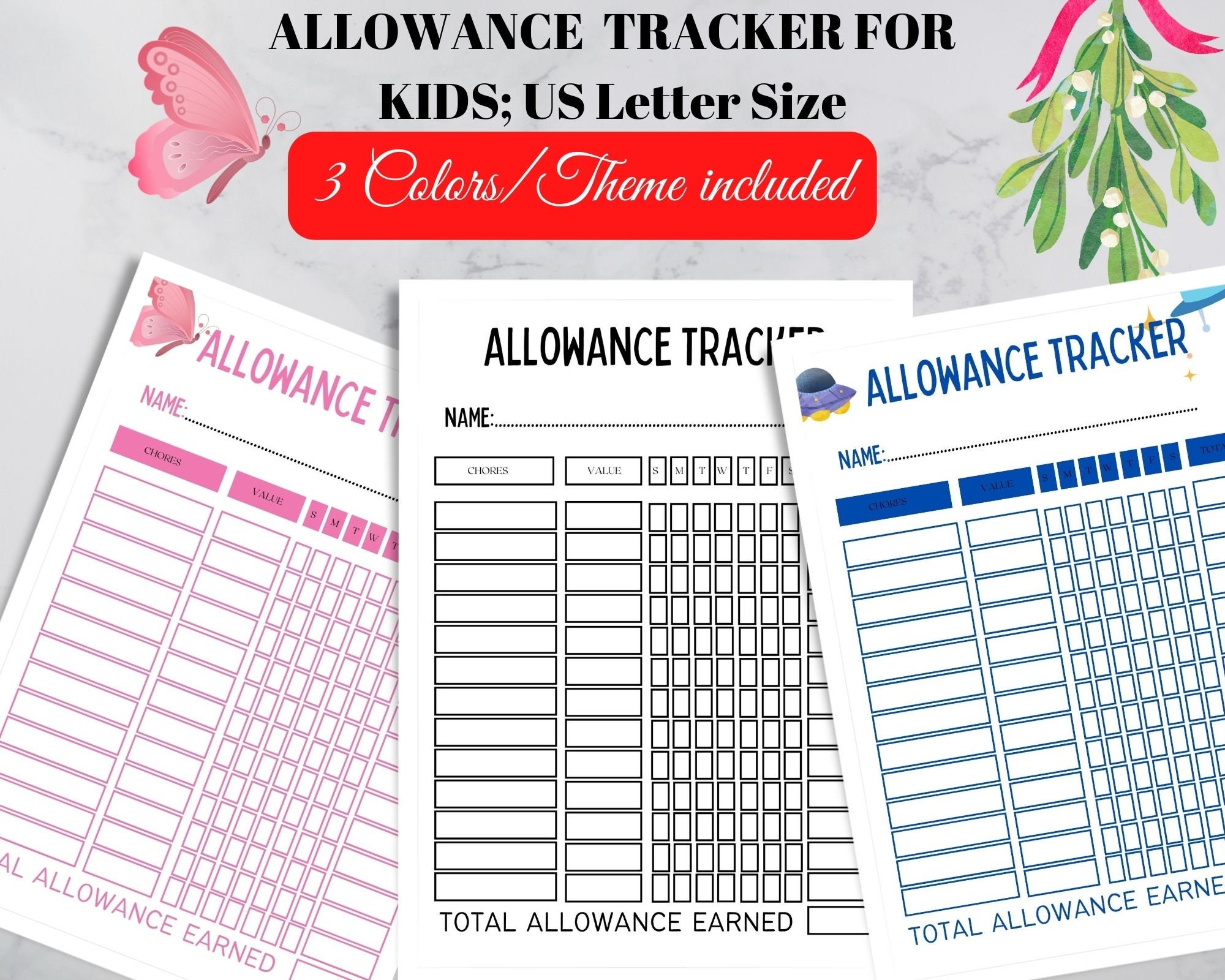 Allowance Tracker for Kids - Printable Weekly Allowance Chore Chart ...