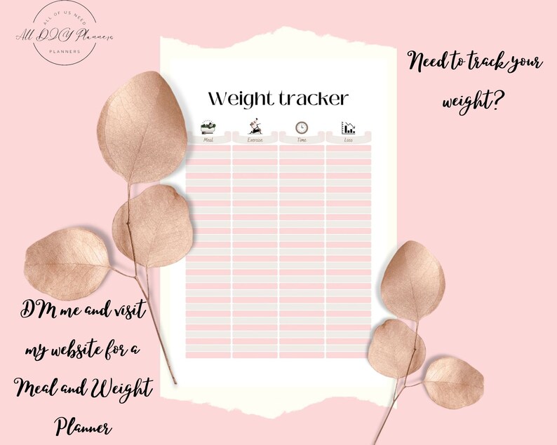Weight Tracker and Goal Planner Bundle, Printable Planner Pages, Diet ...