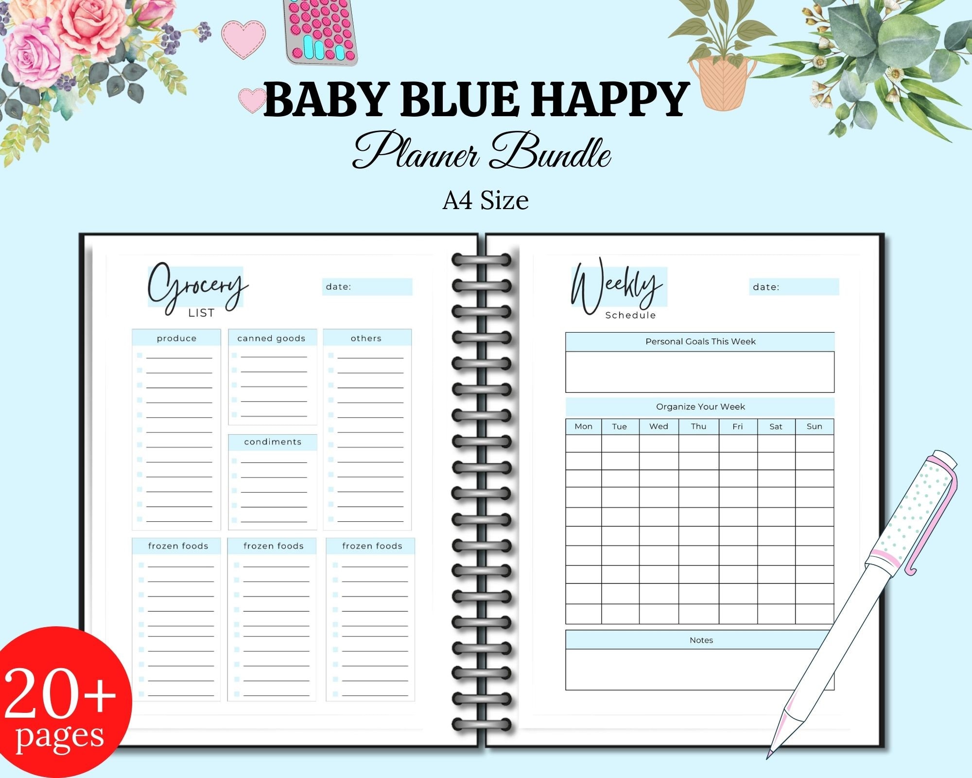 20 Baby Blue Planner Templates, Productivity Planner Templates ...