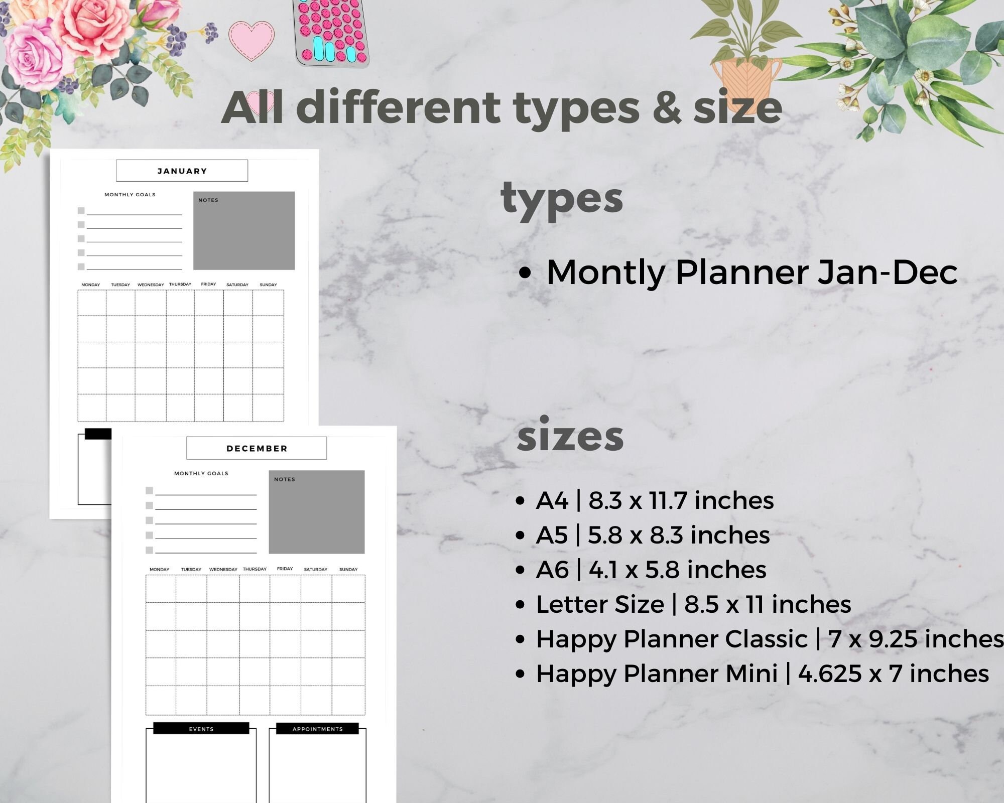 2024 Monthly Planner Printable Productivity Planner Monthly - Etsy