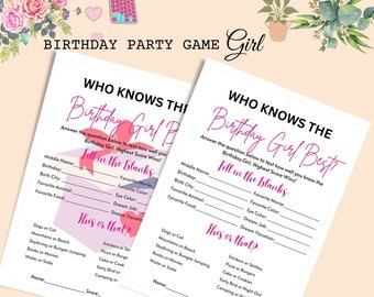 Birthday Party Games Printable | Who Knows the Birthday Girl Best Game ...