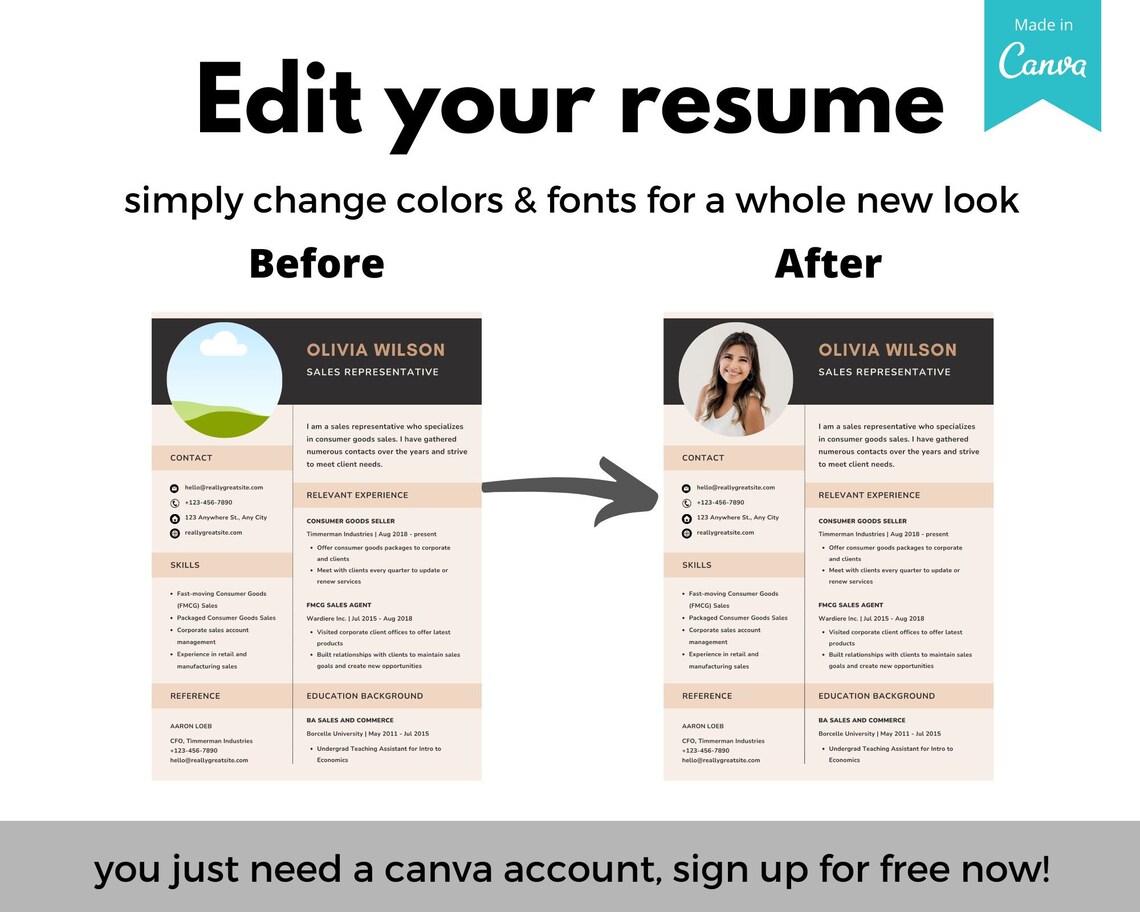 Editable Resume Template | INSTANT DOWNLOAD | Editable Resume | Modern ...