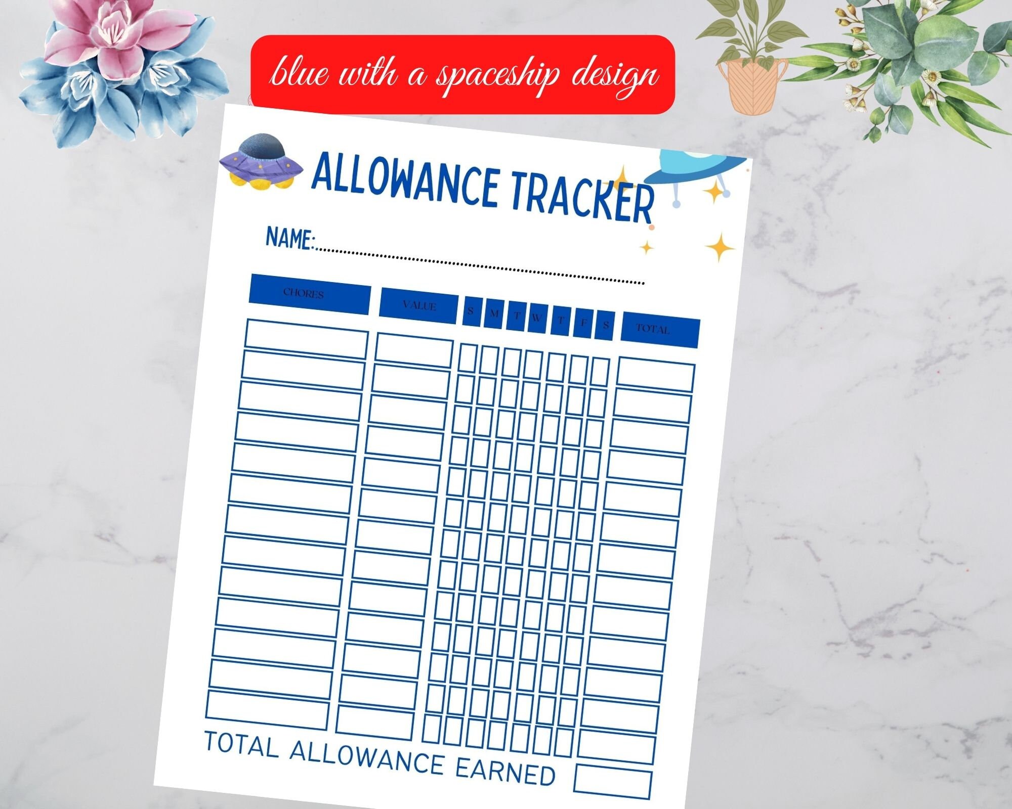 Allowance Tracker for Kids - Printable Weekly Allowance Chore Chart ...