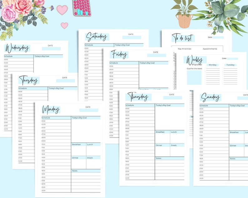 Baby Blue Happy Planner Printable Inserts Happy Planner - Etsy