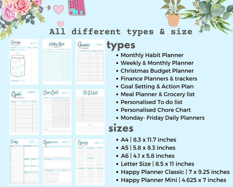 Baby Blue Happy Planner Printable Inserts Happy Planner - Etsy