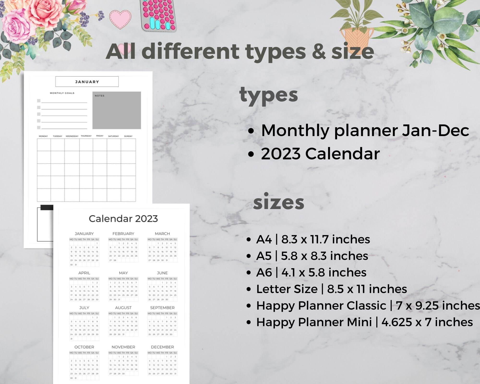 2023 Monthly Planner Printable Productivity Planner Monthly - Etsy