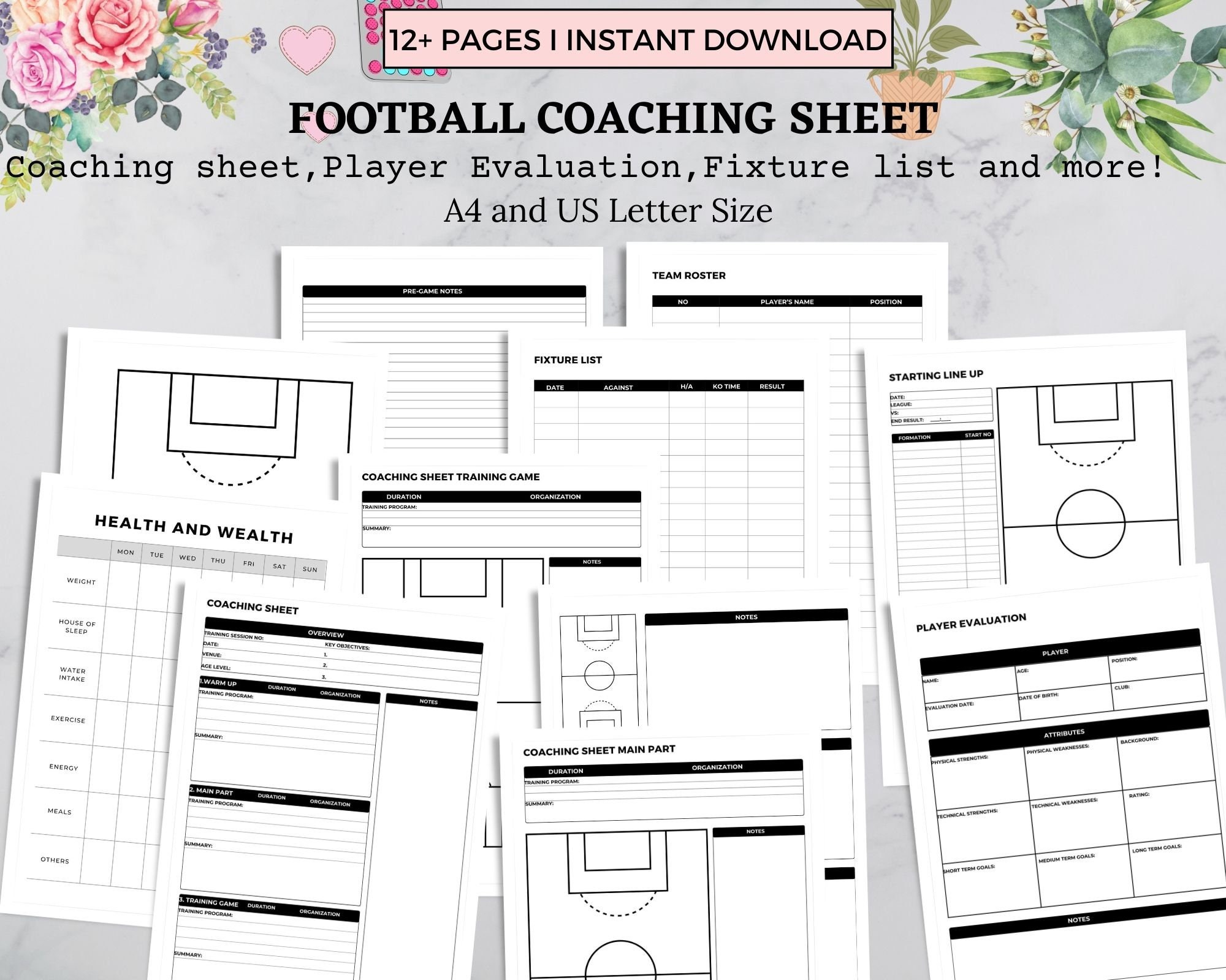 Football Coach Planner, Football Coaching Sheet, Soccer Coaching Sheet ...