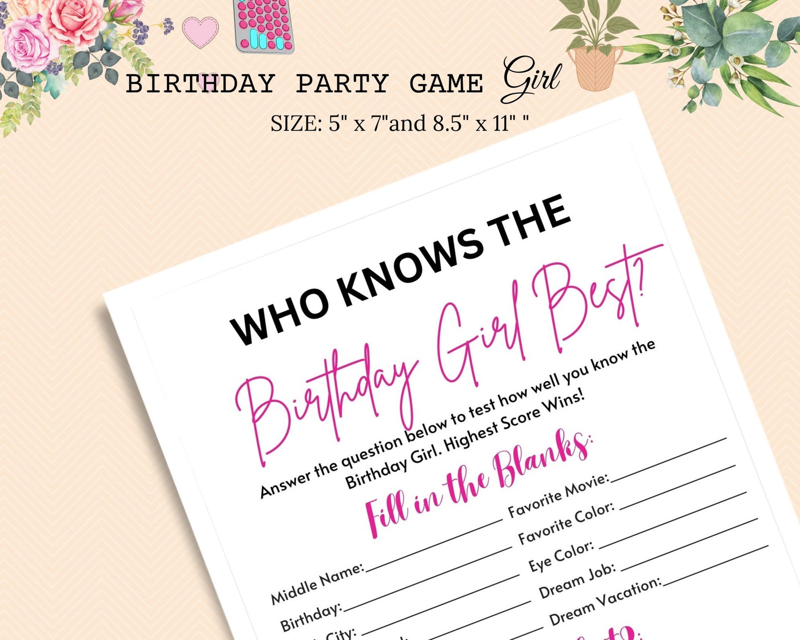 Who Knows the Birthday Girl | Best Game Birthday Party Games Printable ...