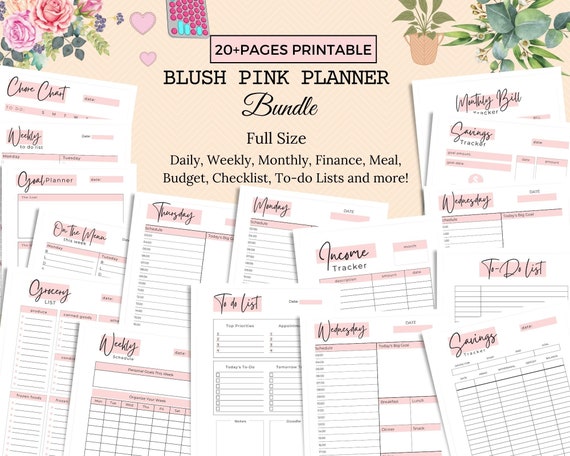 20 Big Planner Bundle Package Blush Pink Templates fits - Etsy