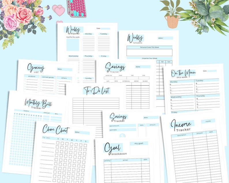 A5 Baby Blue Happy Planner Printable Inserts Happy Planner - Etsy