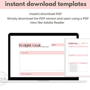 Weight Tracker and Goal Planner Bundle, Printable Planner Pages, Diet ...