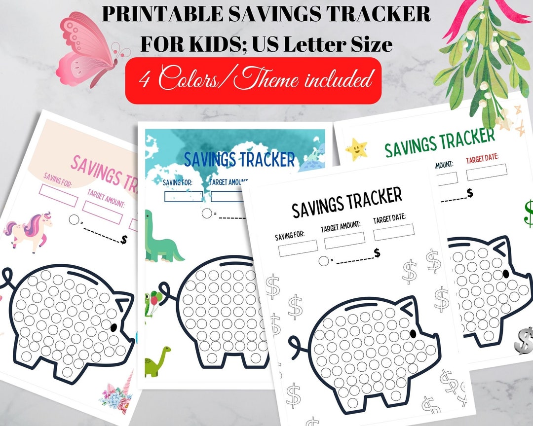 Savings Tracker for Kids, Printable Savings Challenge, Saving Money ...