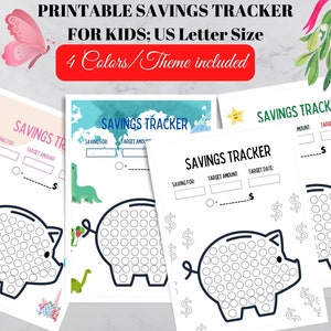 Savings Tracker for Kids, Printable Savings Challenge, Saving Money ...