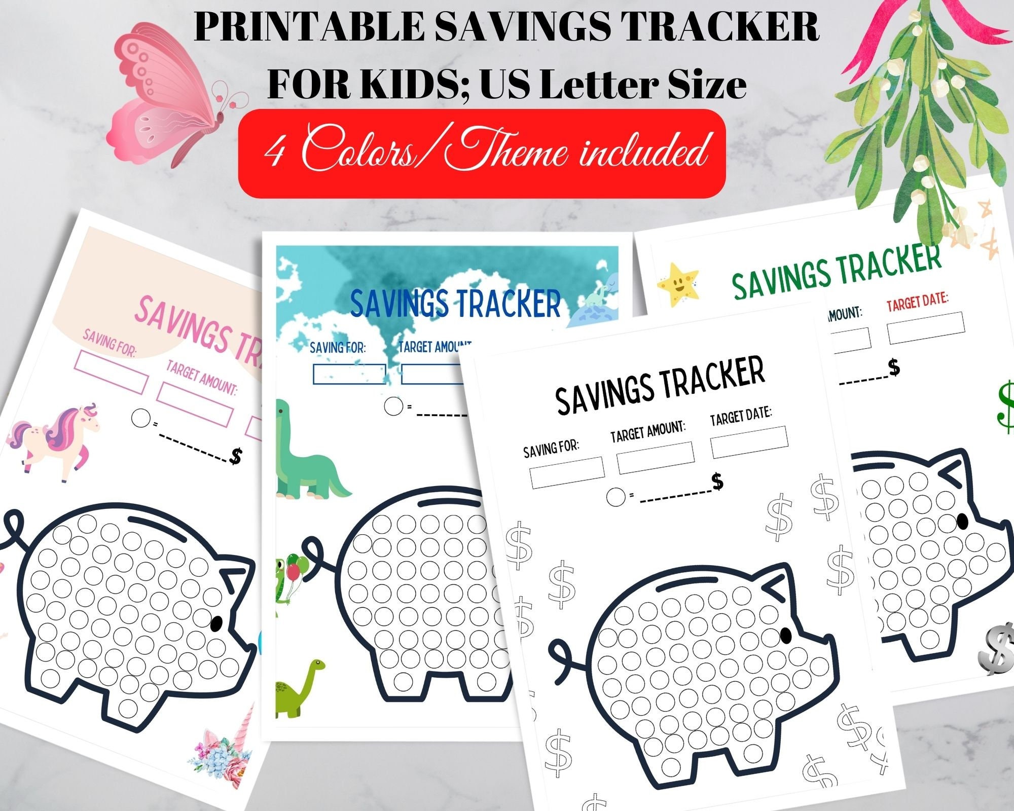 Savings Tracker for Kids, Printable Savings Challenge, Saving Money ...