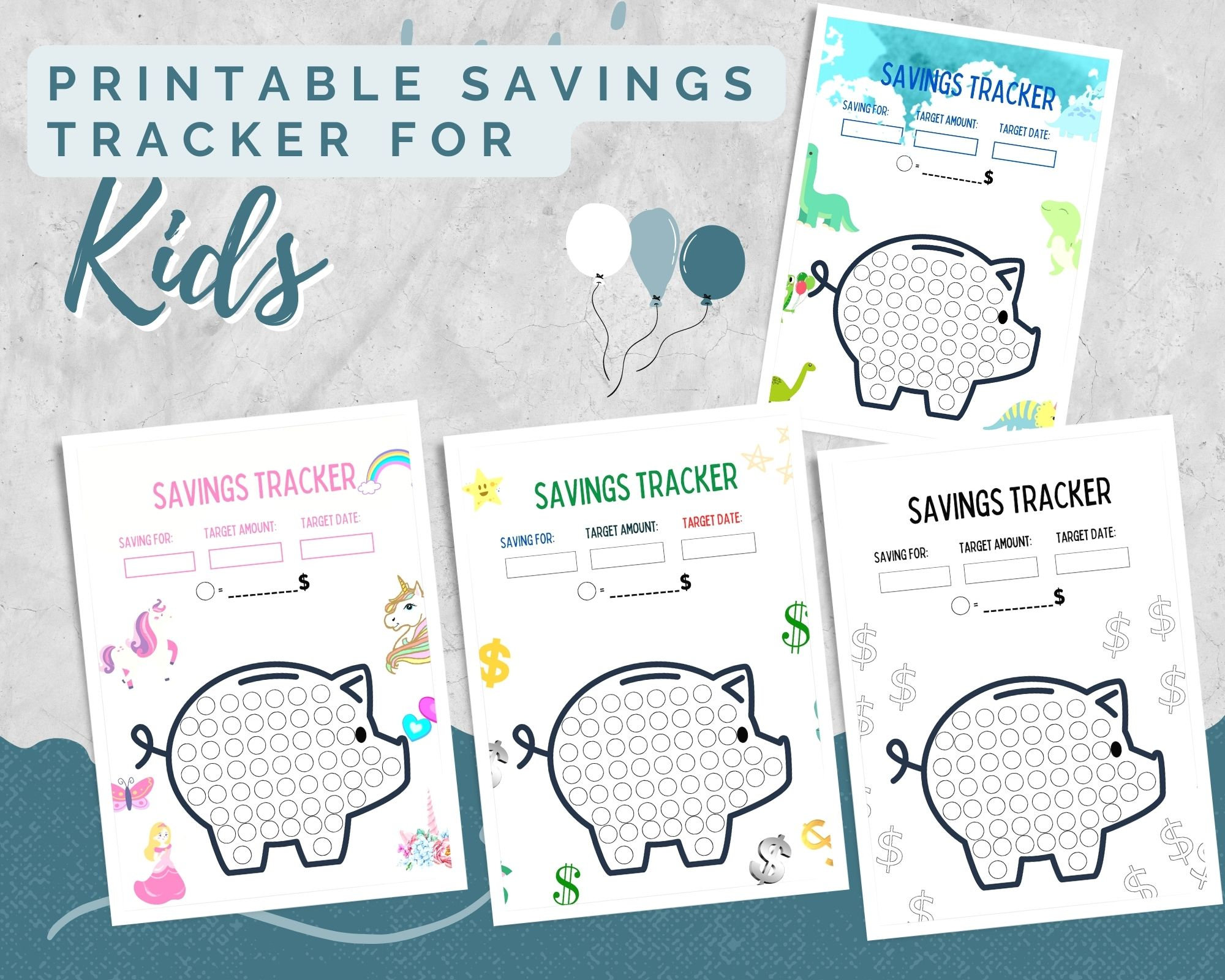 Savings Tracker for Kids, Printable Savings Challenge, Saving Money ...