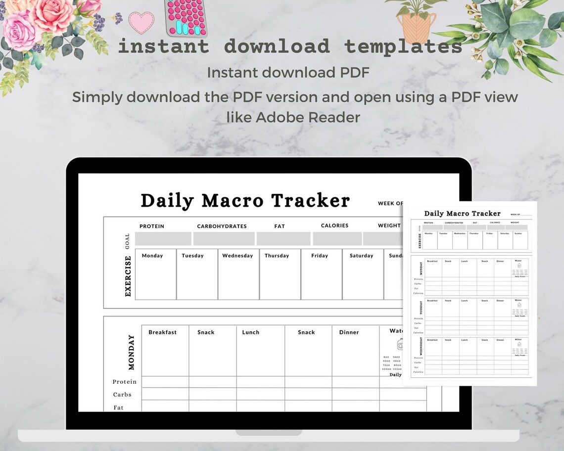 Daily Macro Tracker, Weekly Macro Tracking Sheet, Macro Tracker ...