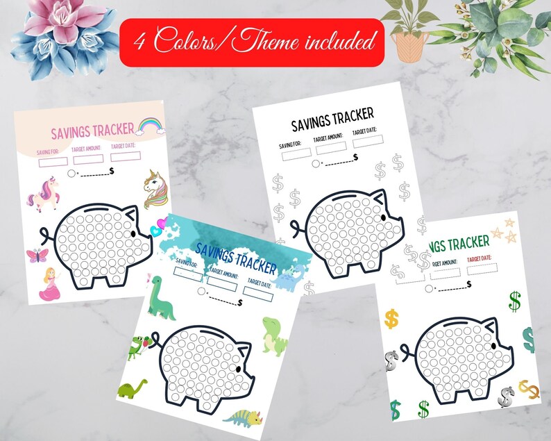 Savings Tracker for Kids, Printable Savings Challenge, Saving Money ...