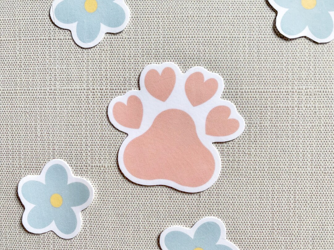 Pink Paw Print Sticker | Heart Dog Paw Sticker | Dog Mom Sticker | Gift ...