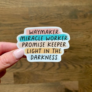 Waymaker Sticker | Miracle Worker Sticker | Christian Sticker | Laptop ...