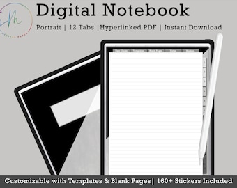 Digital Notebook Goodnotes Hyperlinked PDF for iPad & PDF Readers Blank ...
