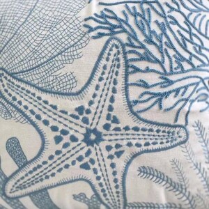 Starfish Cushion Embroidered Cover Sky Blue Ocean Coastal - Etsy UK