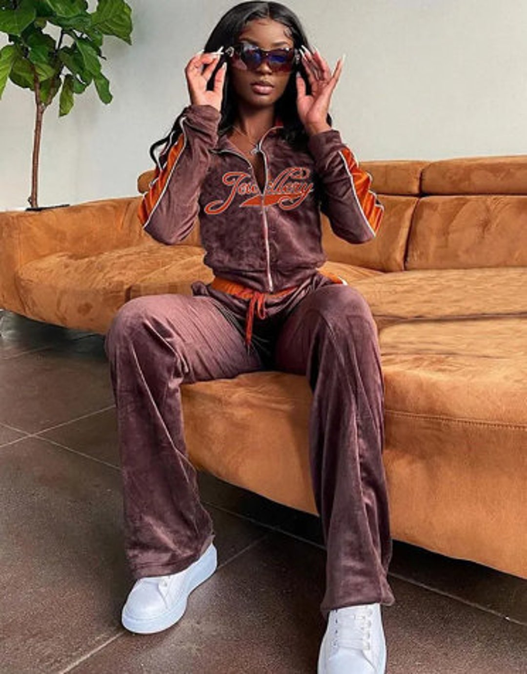 Cute New Women Suede Tracksuit Letter Print 2 Piece Outfit - Etsy