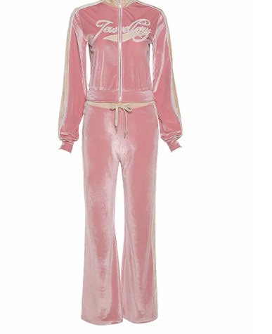 Cute New Women Suede Tracksuit Letter Print 2 Piece Outfit - Etsy