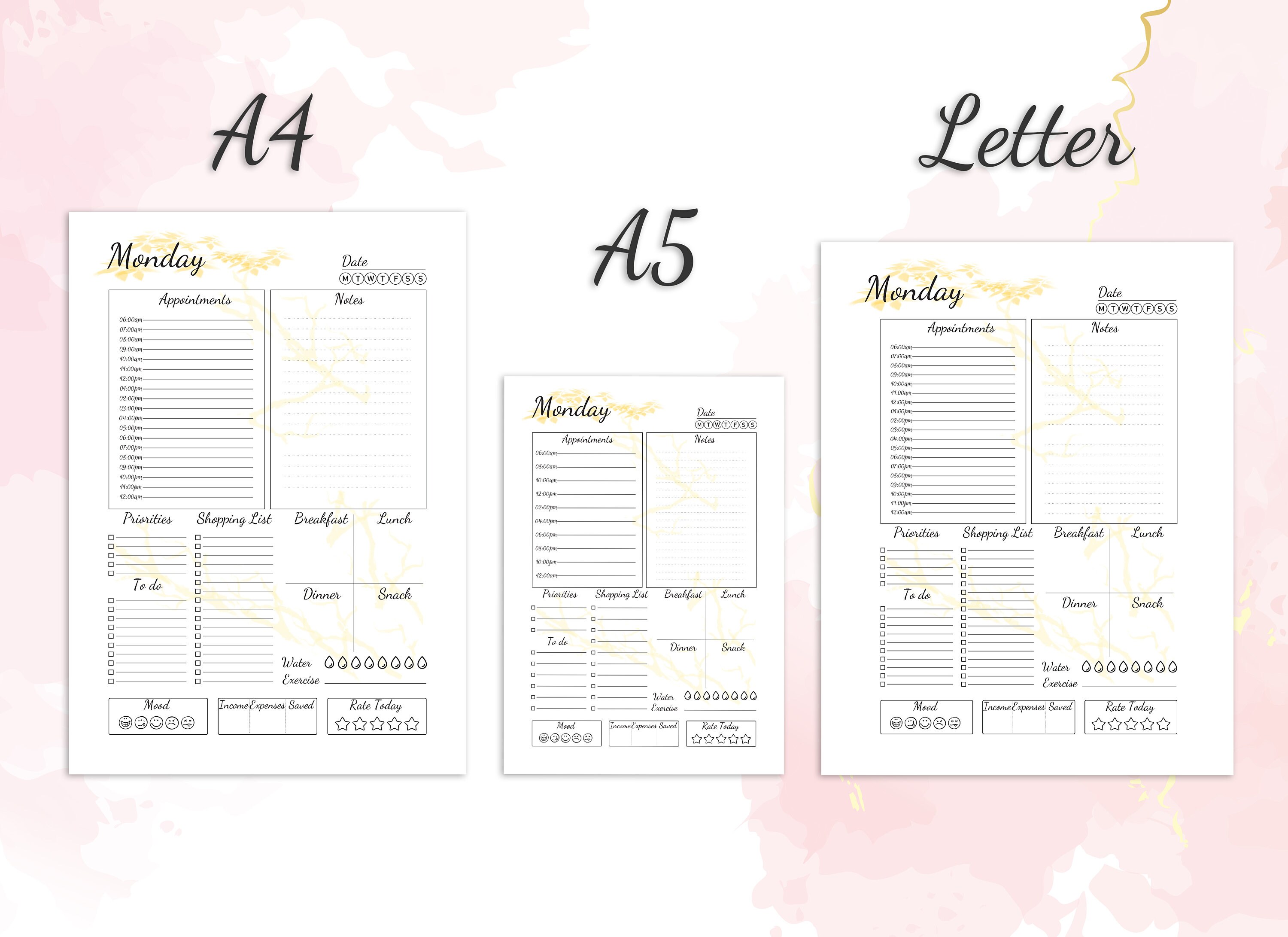 Daily Digital Planner Printable Personalised Editable Journal Tracker ...