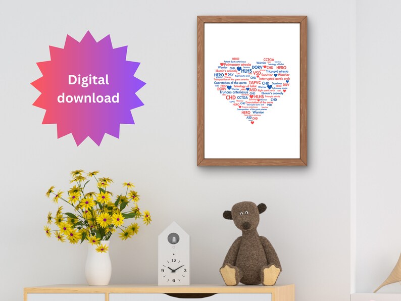 Digital Download A4 Size CHD Awareness / Congenital Heart Defects Heart ...