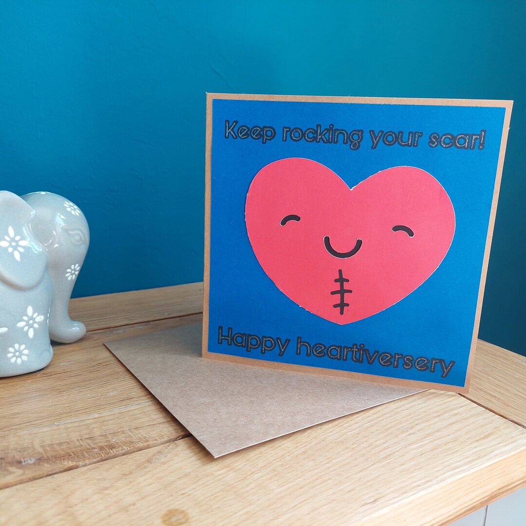 Red Heart With Scar Happy Heartiversary Card Keep Rocking Your Scar CHD ...