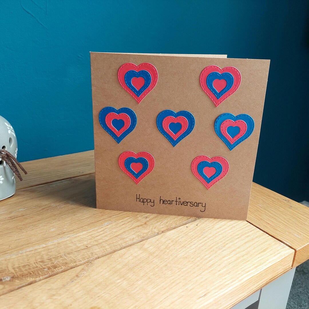 Happy Heartiversary Card, Handmade 3D Heart Greeting Card, Unique ...