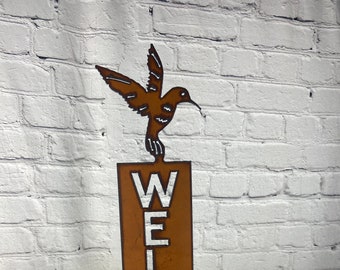 Metal Hummingbird Welcome Sign - Etsy