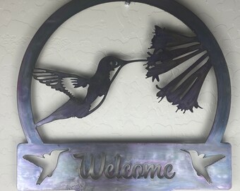 Hummingbird Welcome Sign Metal | Etsy