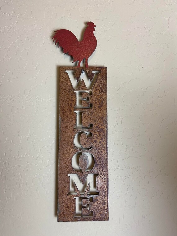 Metal Chicken Welcome Sign - Etsy