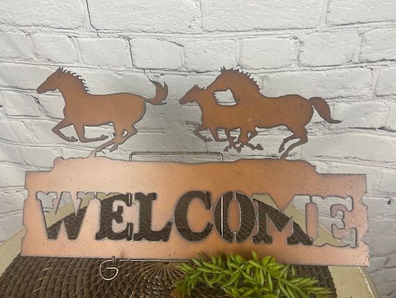 Metal Welcome Sign With Horses | Etsy