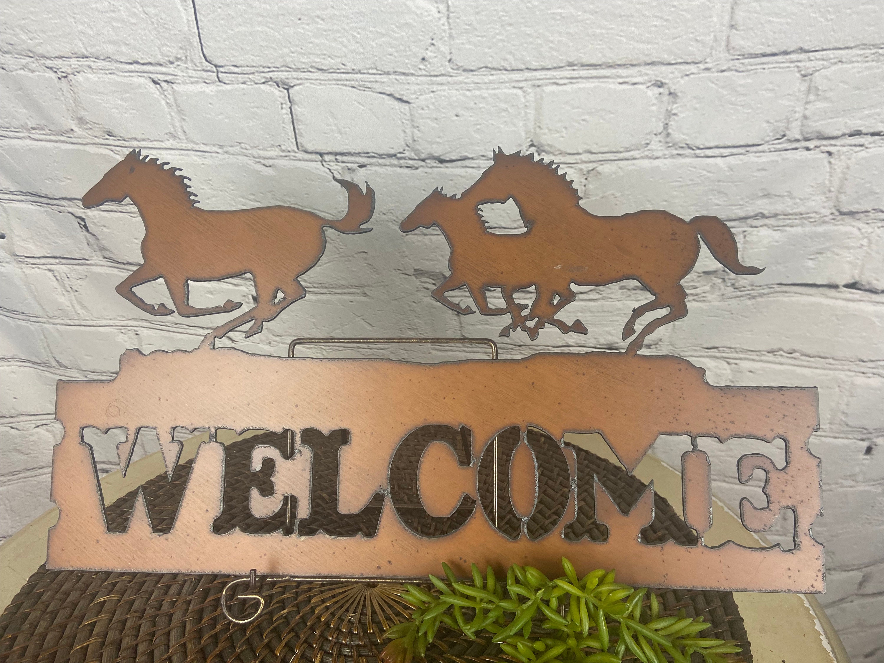 Metal Welcome Sign With Horses - Etsy